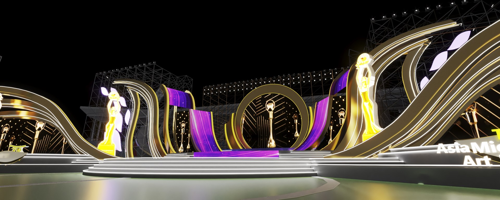 3D Virtual Stage Stage Truss Meeting Hall Wedding Show Concert V56 ...