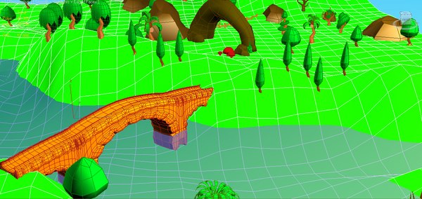3d terrain cartoon trees model