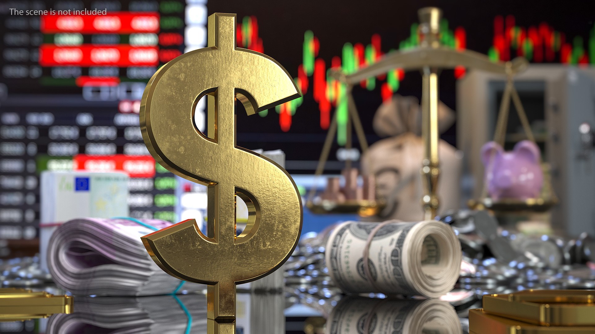 3D Currency Symbols Golden Set - TurboSquid 1694825