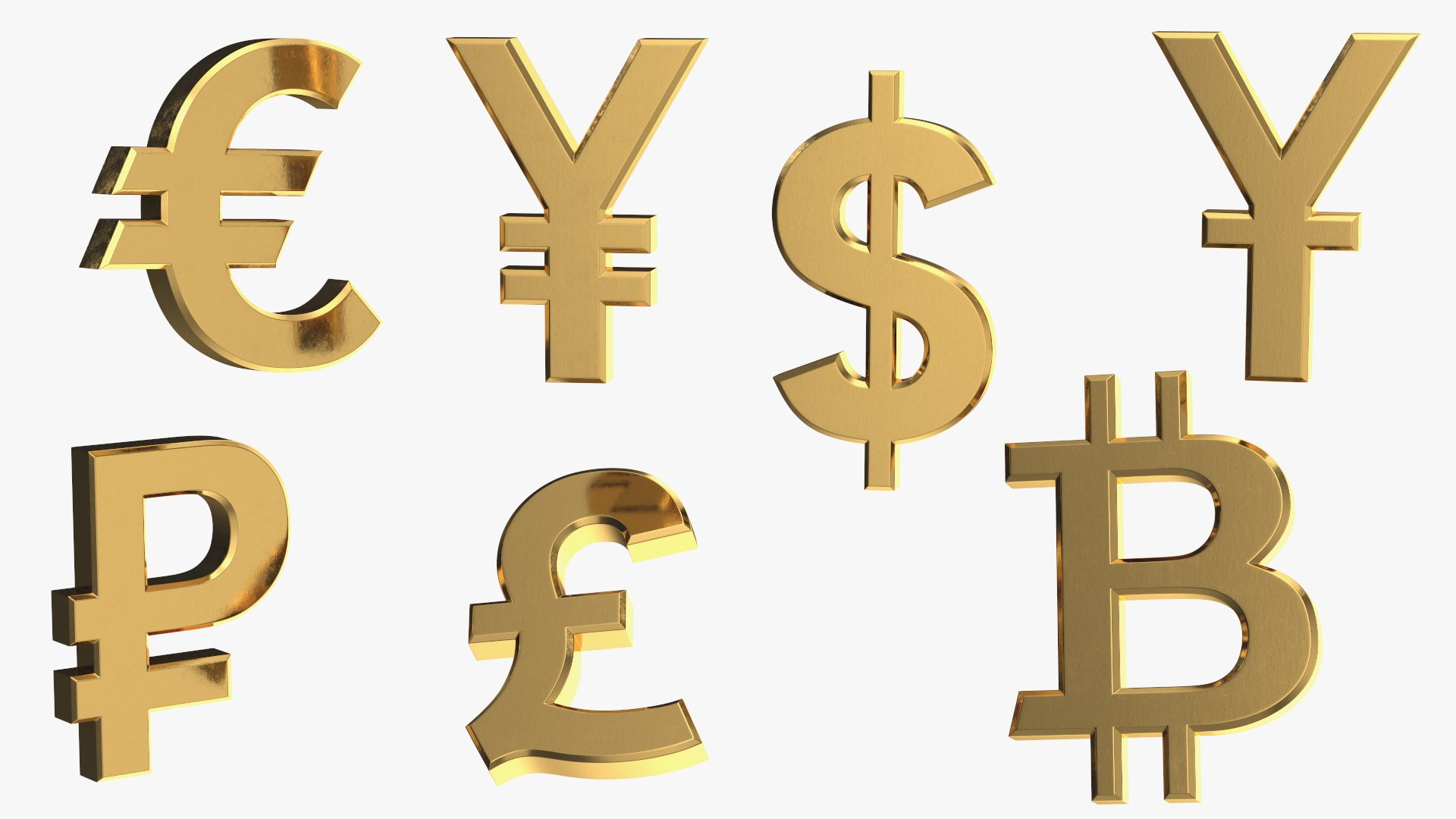 3D Currency Symbols Golden Set - TurboSquid 1694825