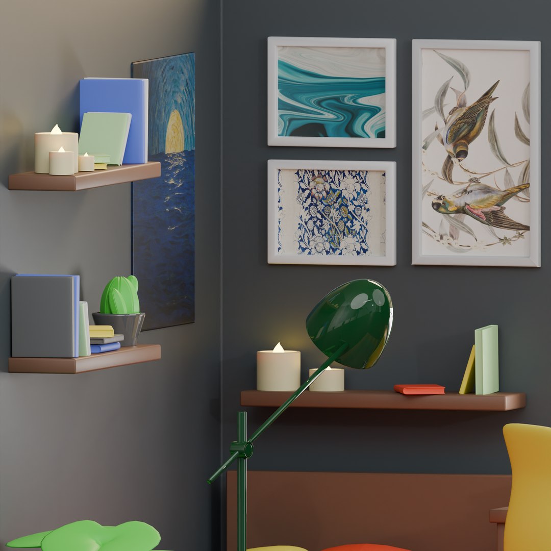 3D 3D Isometric Room Study - TurboSquid 2287826