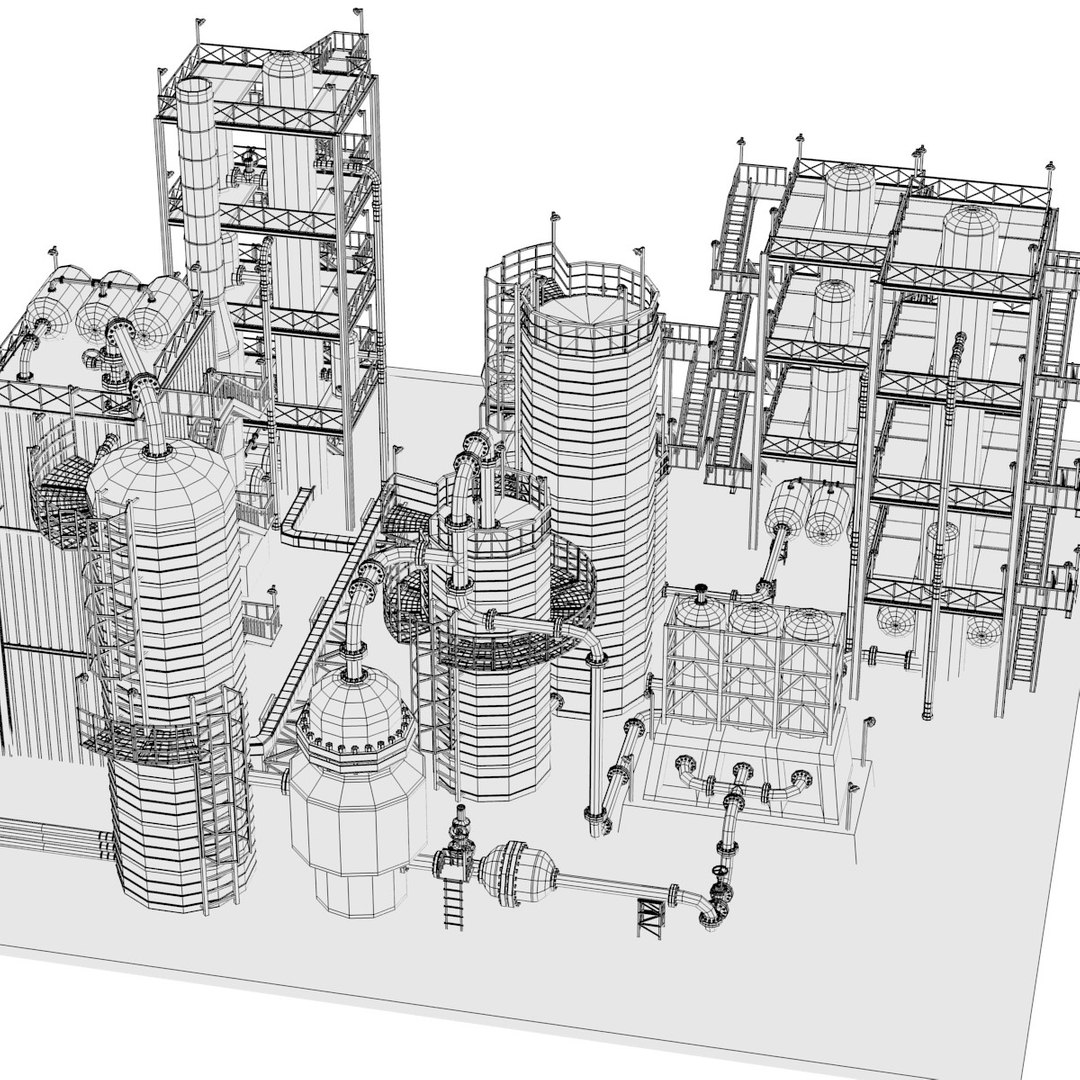 Oil Refinery 3d Model