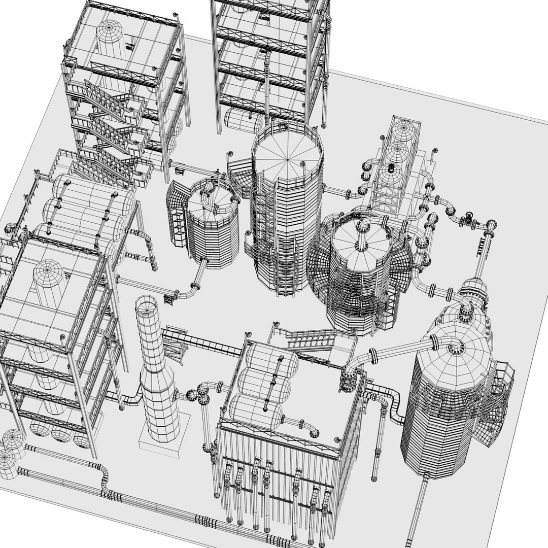 Oil Refinery 3d Model