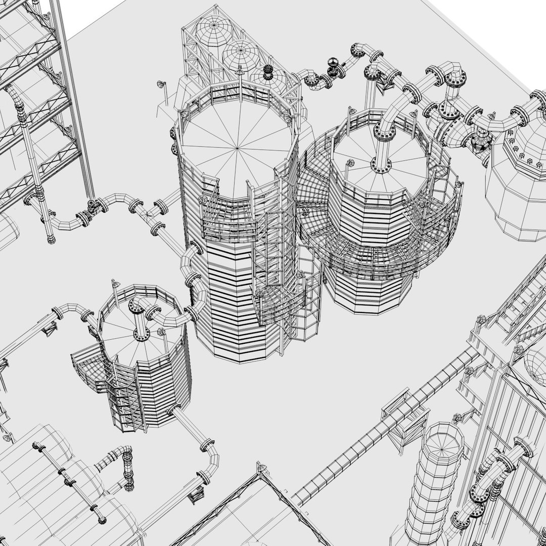 Oil Refinery 3d Model