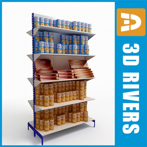 3dsmax supermarkets candies shelving