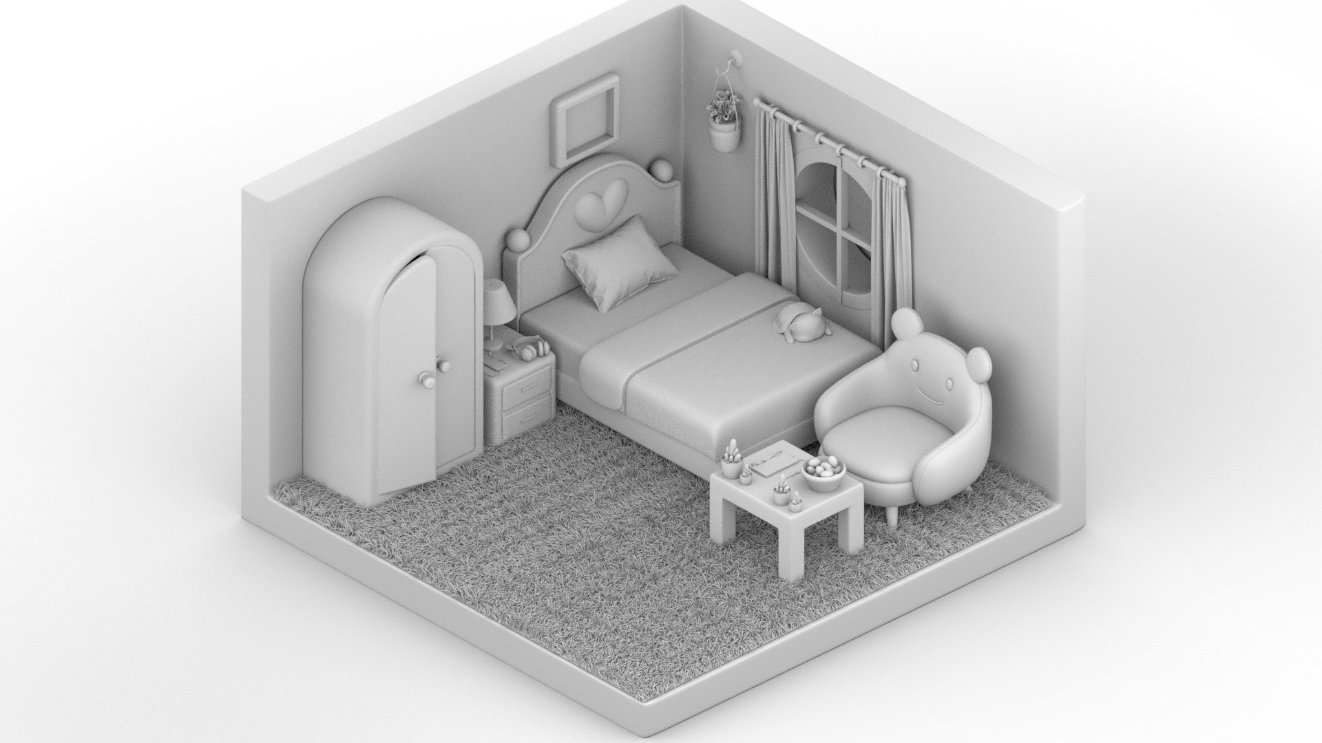 3D ISOMETRIC CUTE BEDROOM - TurboSquid 2318474