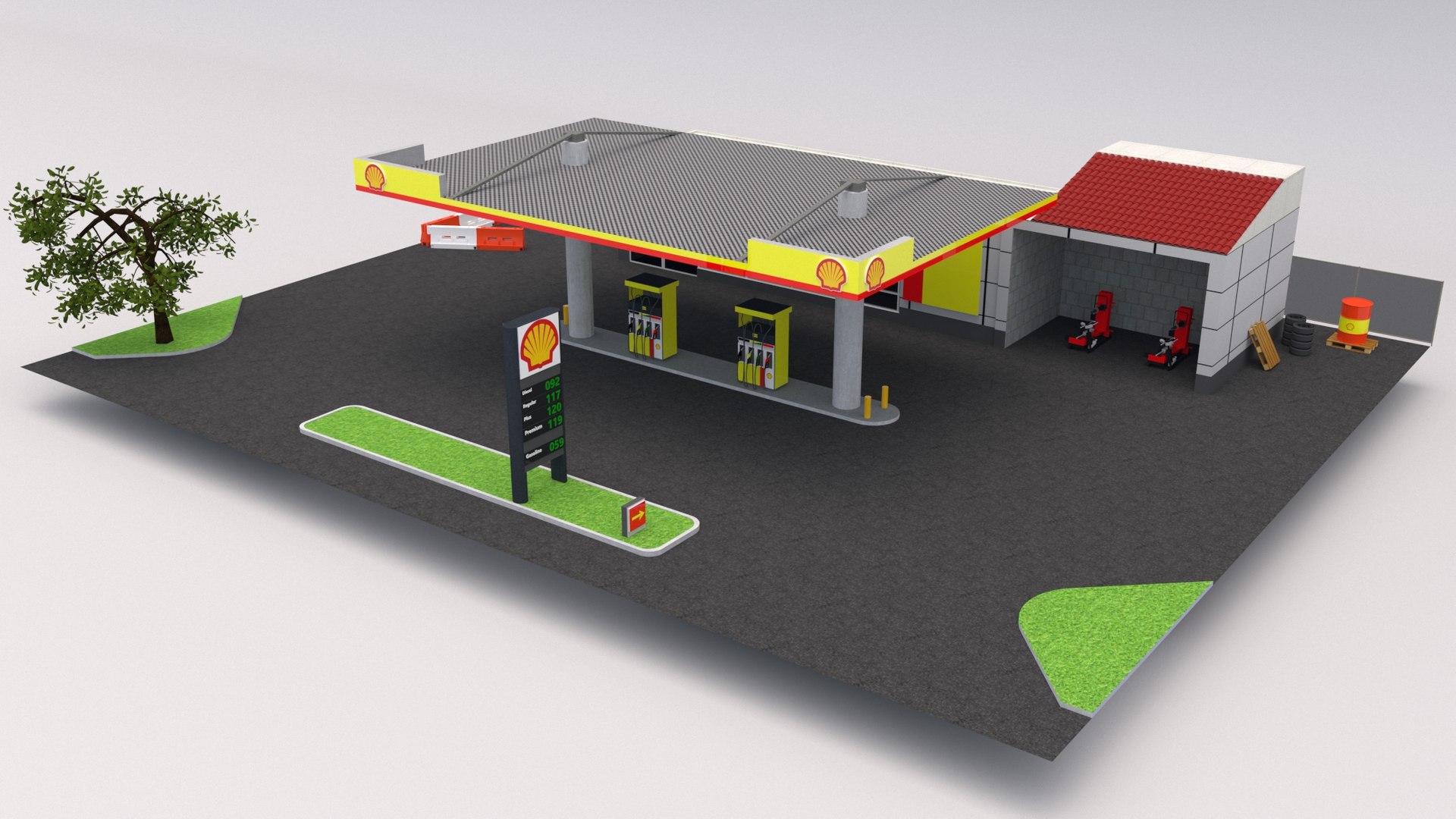 Shell Gas Station Model - TurboSquid 1545877