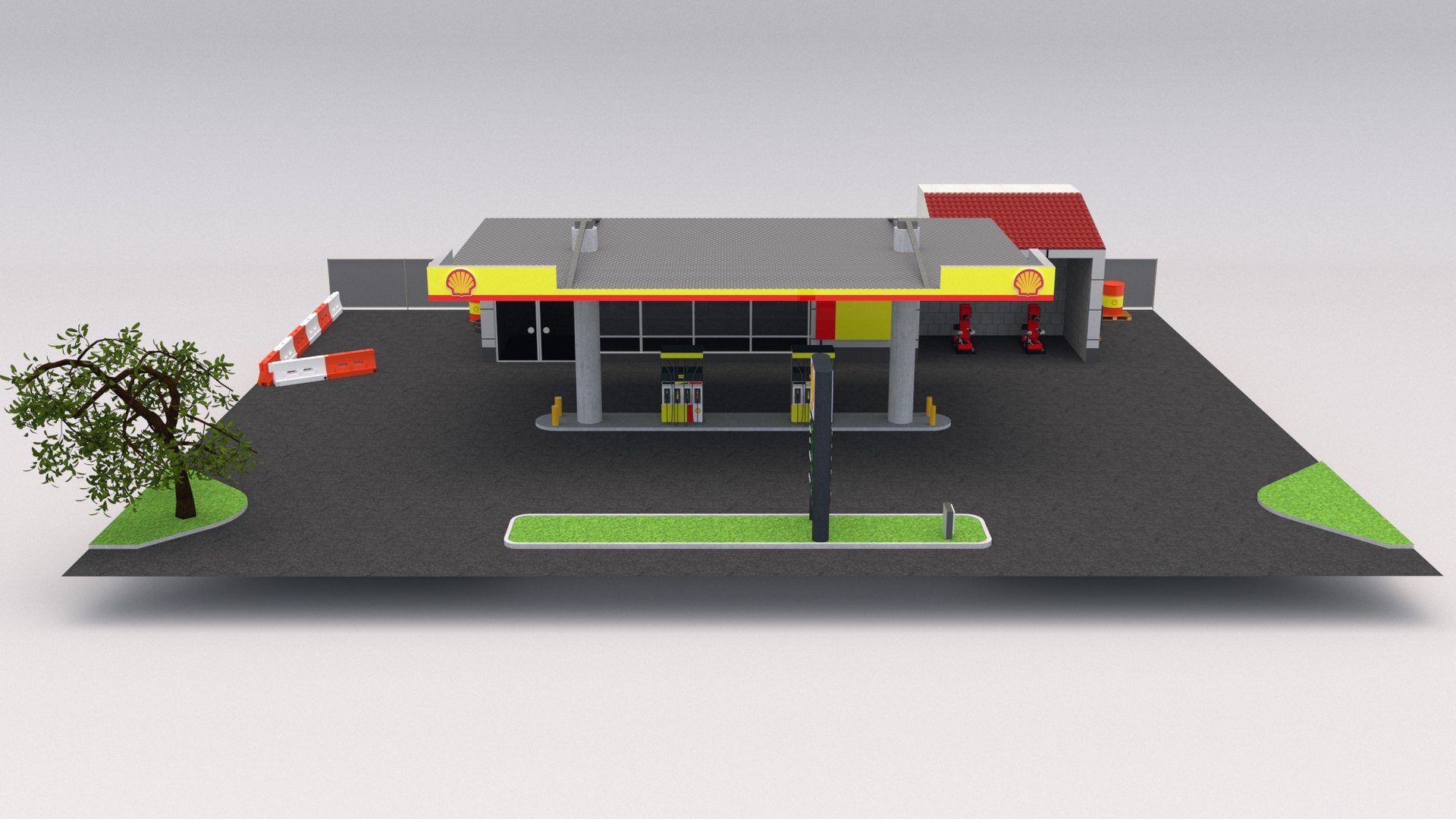 Shell Gas Station Model - TurboSquid 1545877