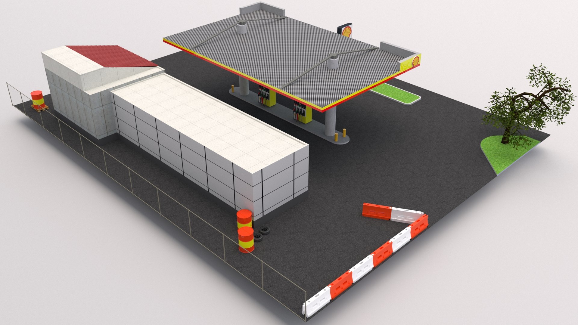 Shell Gas Station Model - TurboSquid 1545877