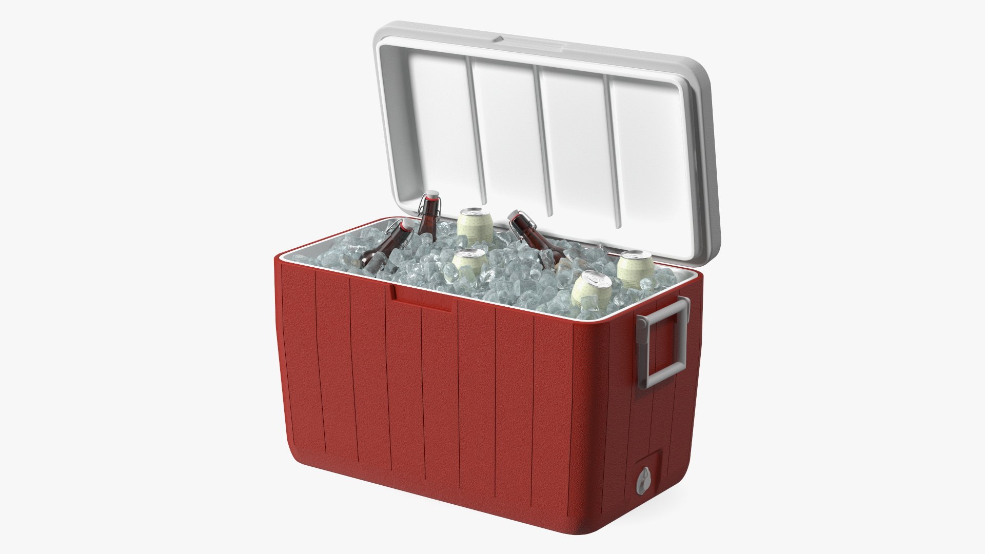 48-Quart Cooler Red With Ice And Bottles 3D Model - TurboSquid 2134641