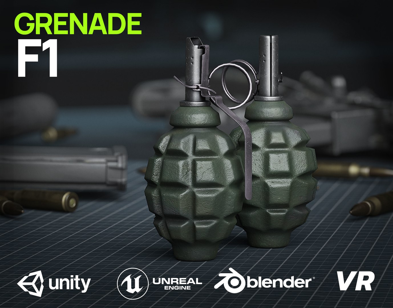 3D Game Ready F1 Grenade VR AR Low-poly 3d Model Model - TurboSquid 2071425