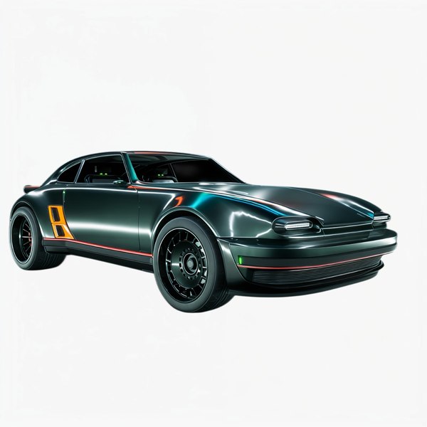 Futuristisches Cyber Coupé 2077 – High-Poly-Konzept-Sportwagen 3D ...