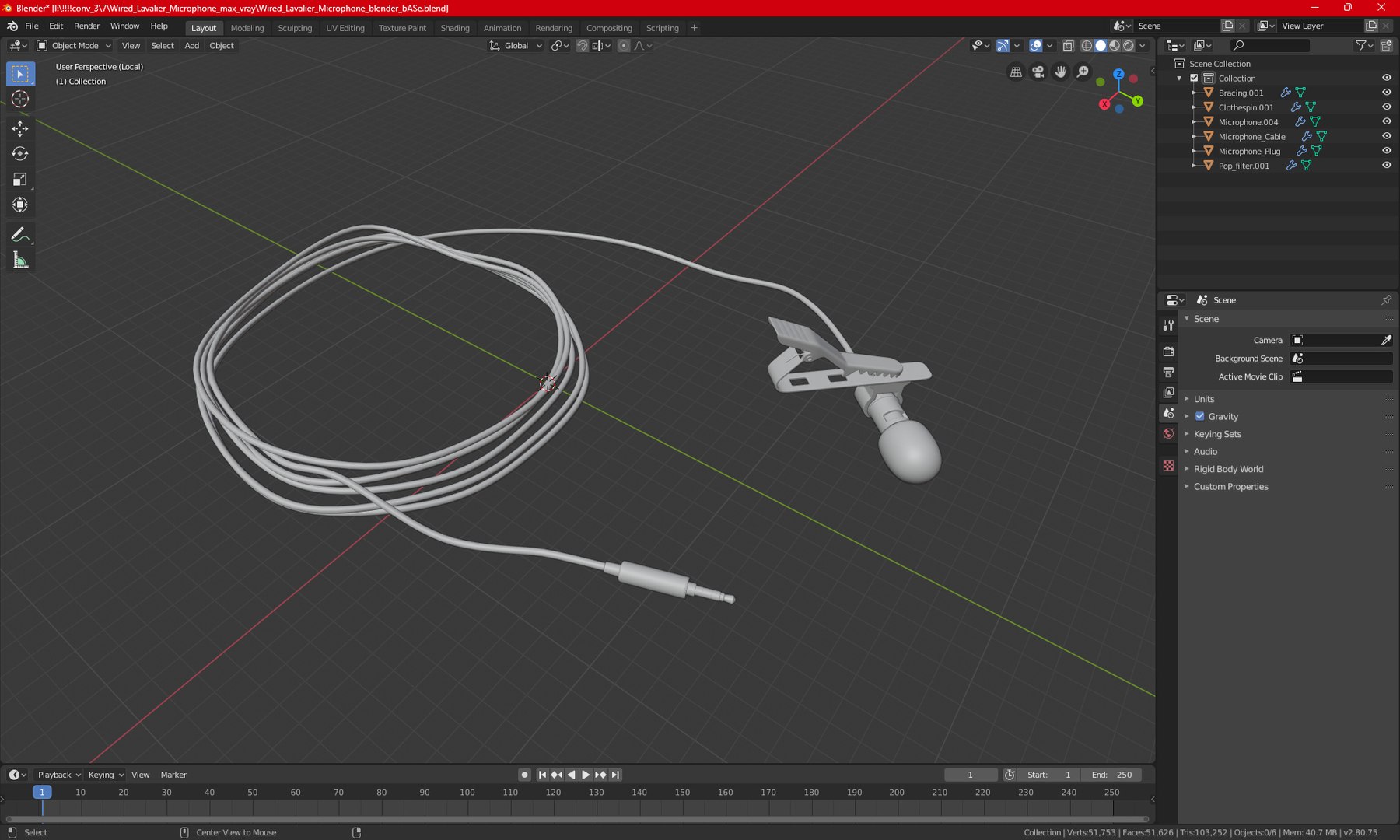 3D Wired Lavalier Microphone - TurboSquid 2160911