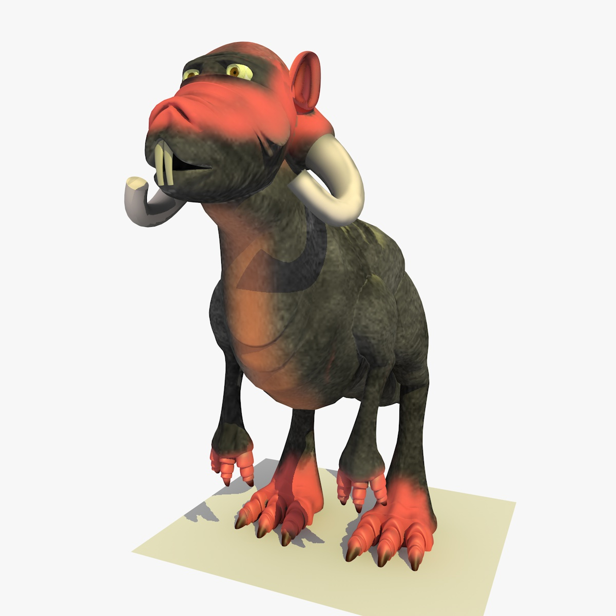 mutant alien t-rex cartoon 3d model