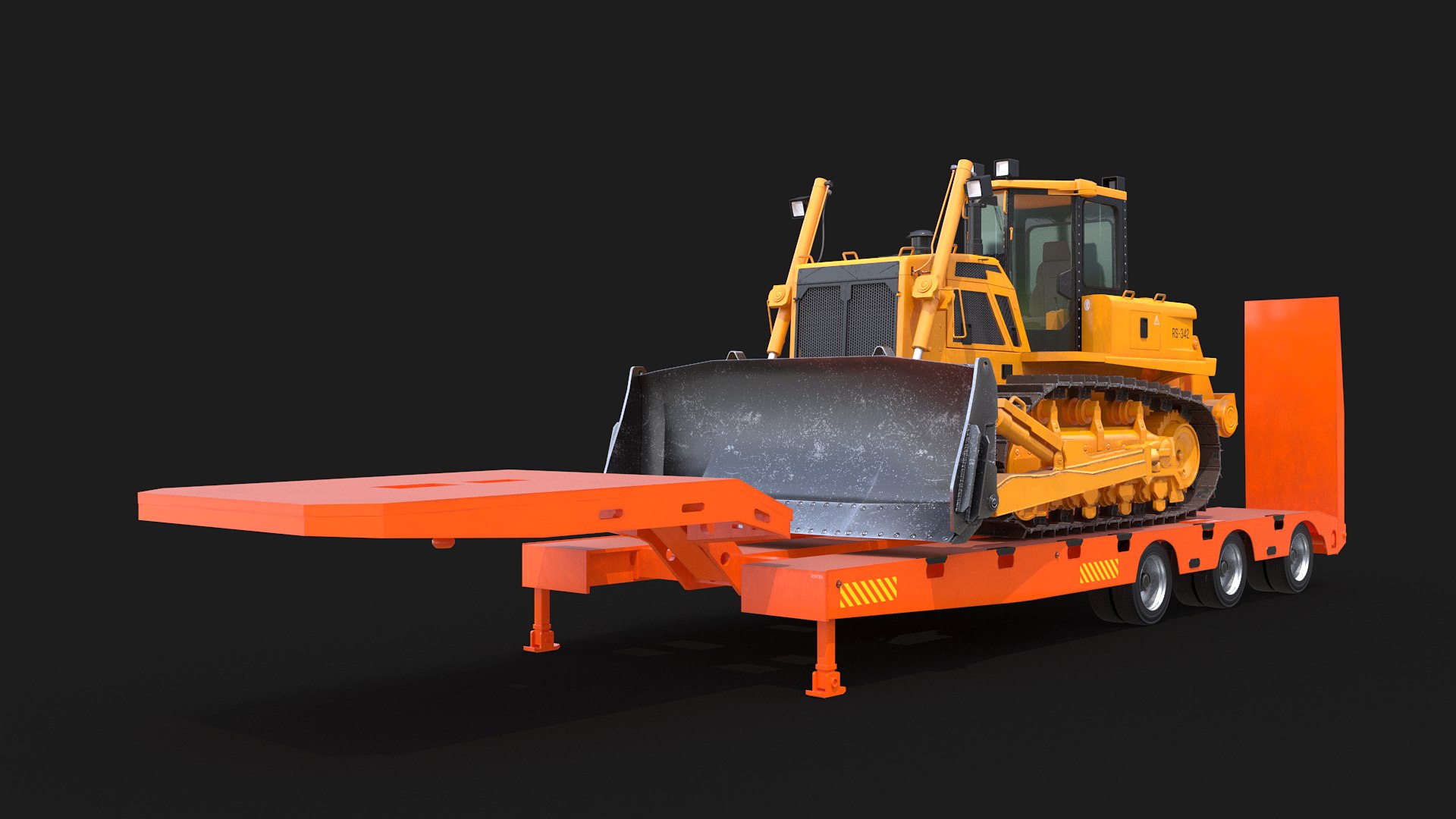 Low Loader Trailer with Bulldozer 3D model - TurboSquid 2029872