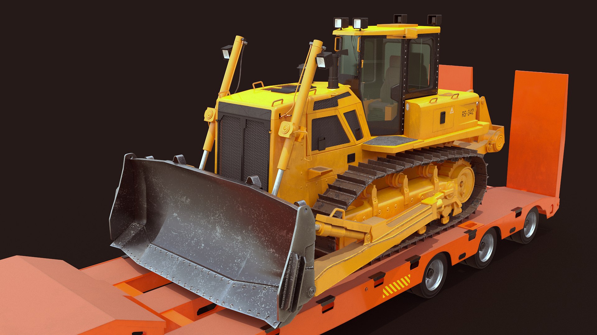 Low Loader Trailer With Bulldozer 3D Model - TurboSquid 2029872