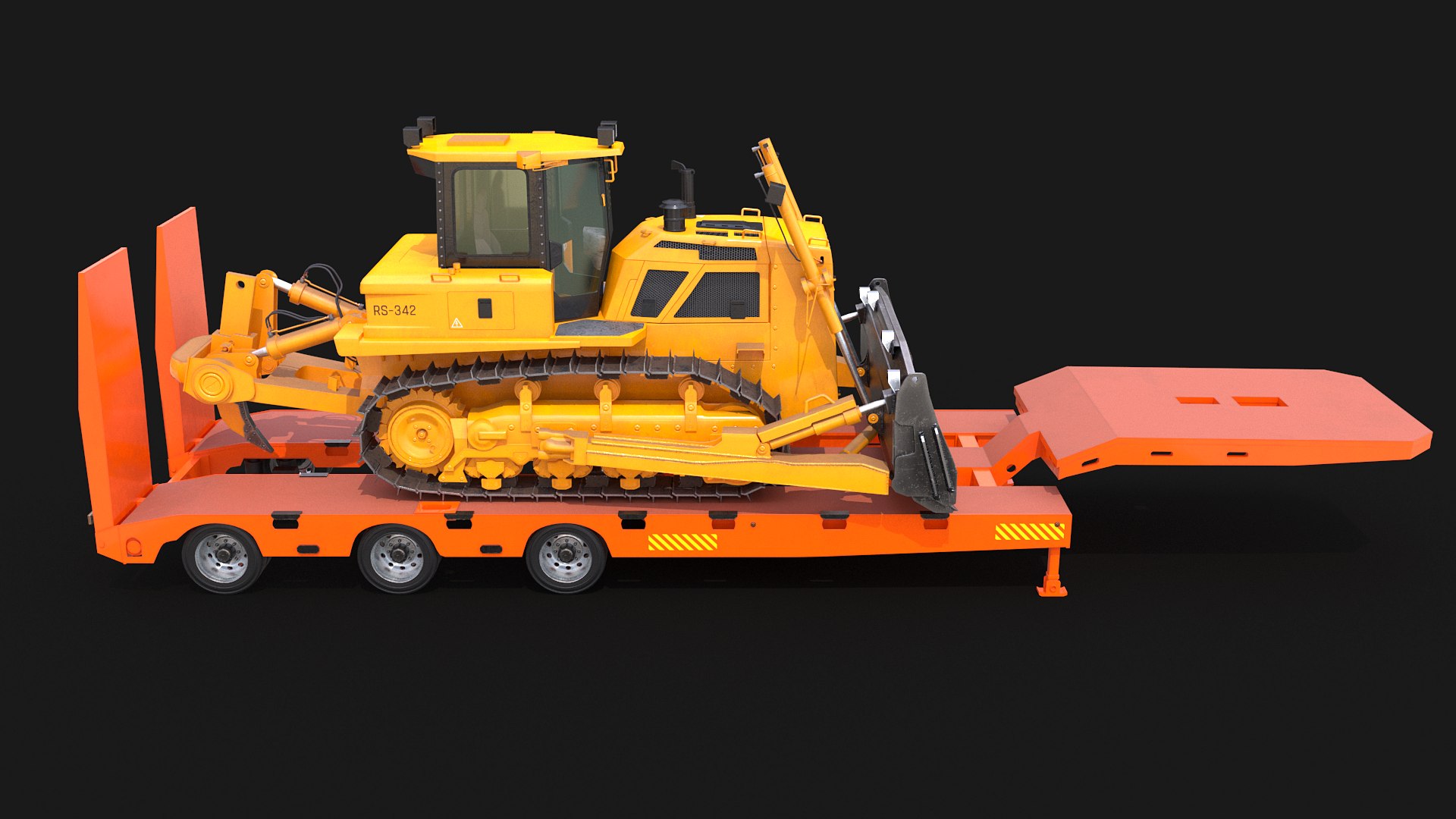 Low Loader Trailer With Bulldozer 3D Model - TurboSquid 2029872
