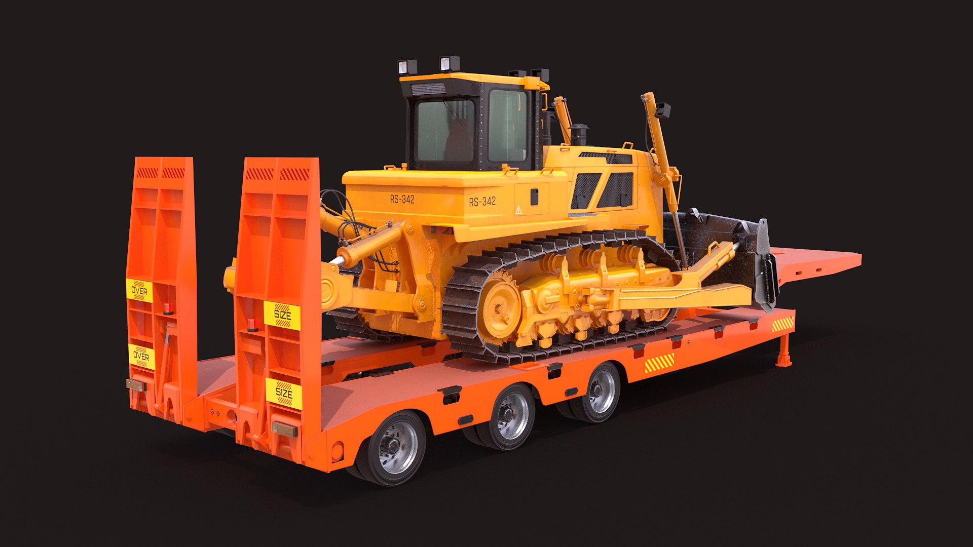 Low Loader Trailer With Bulldozer 3D Model - TurboSquid 2029872