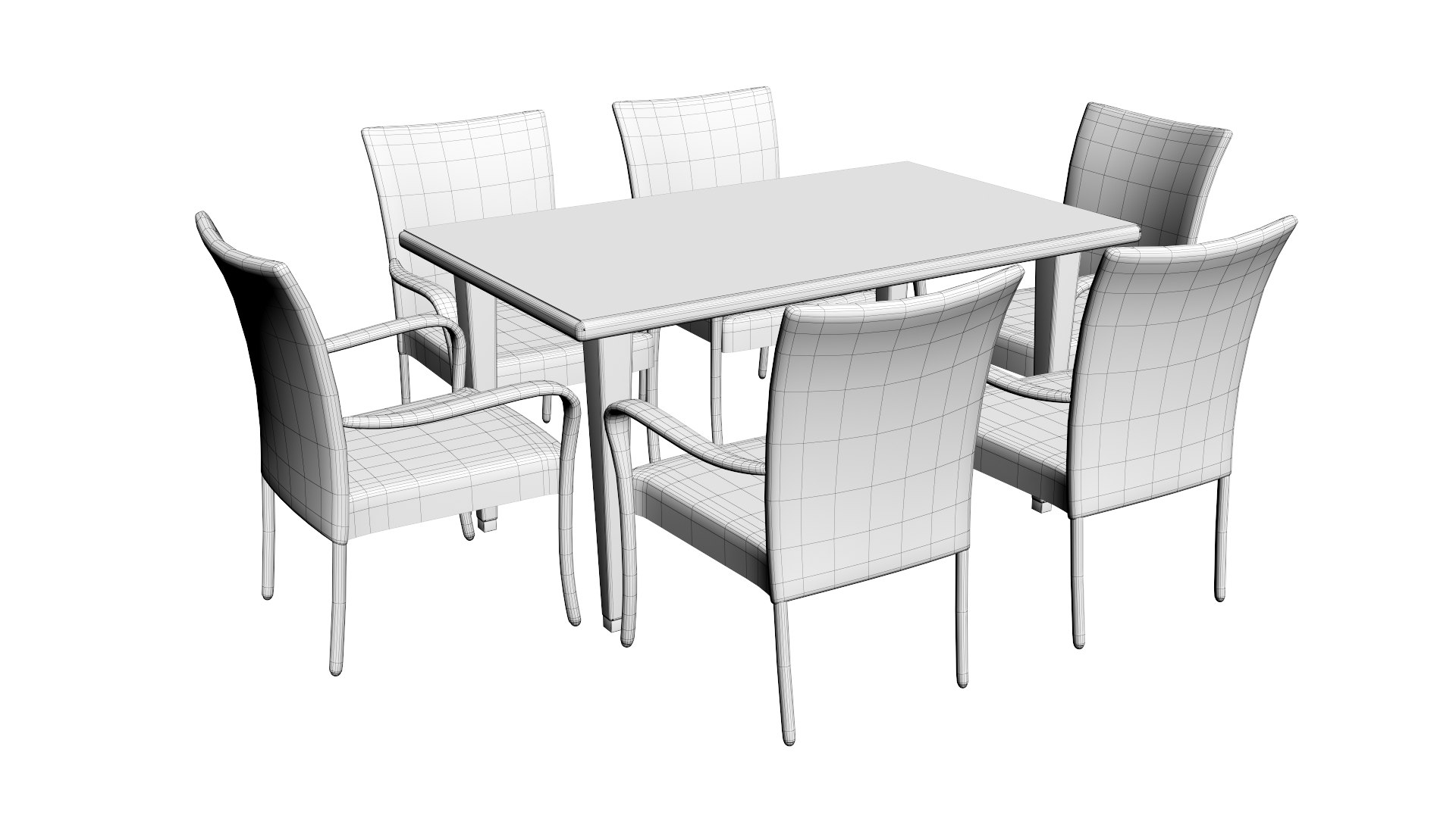 7 Piece Dining Set Model - TurboSquid 2369105