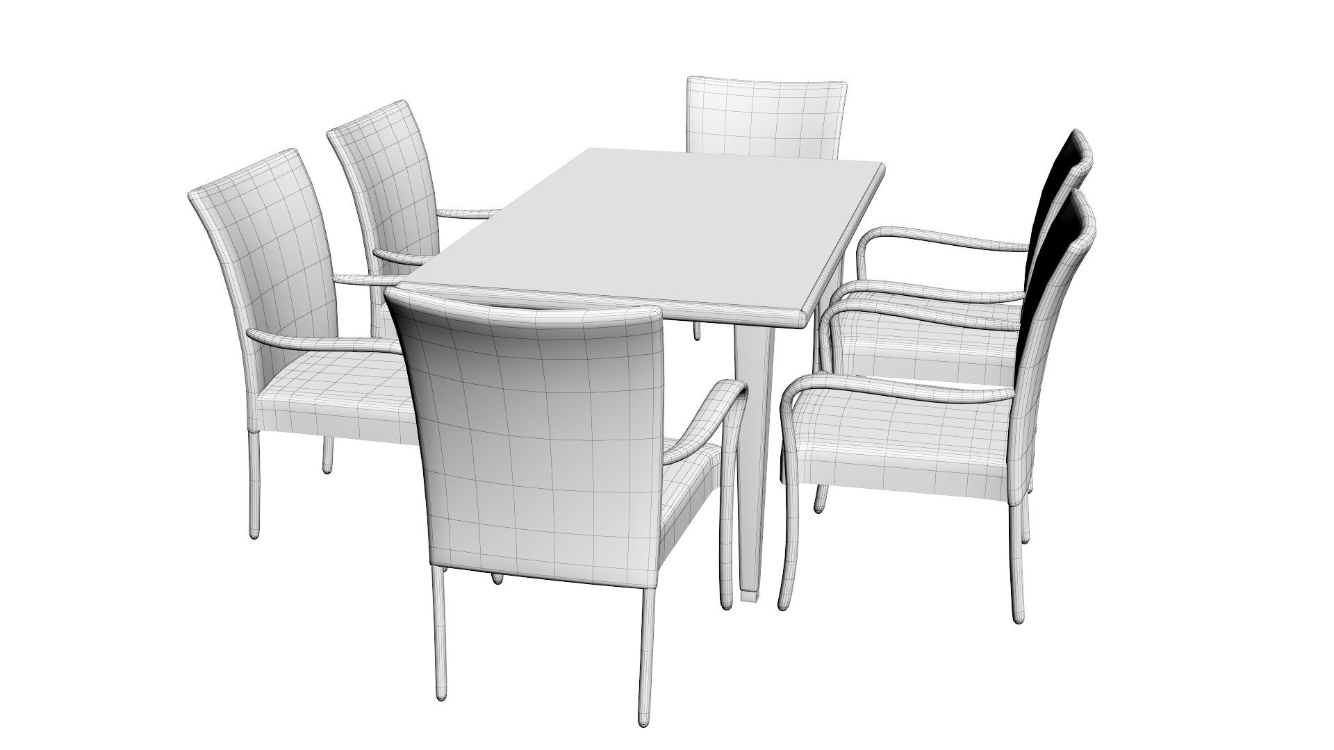 7 Piece Dining Set Model - TurboSquid 2369105
