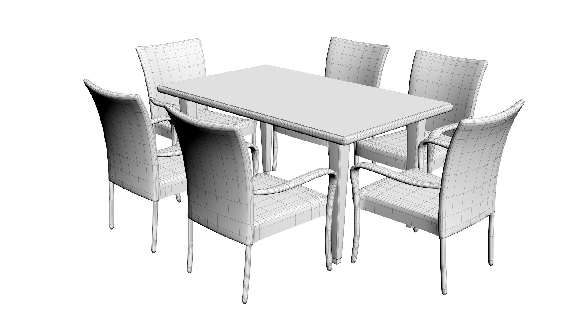 7 Piece Dining Set Model - TurboSquid 2369105