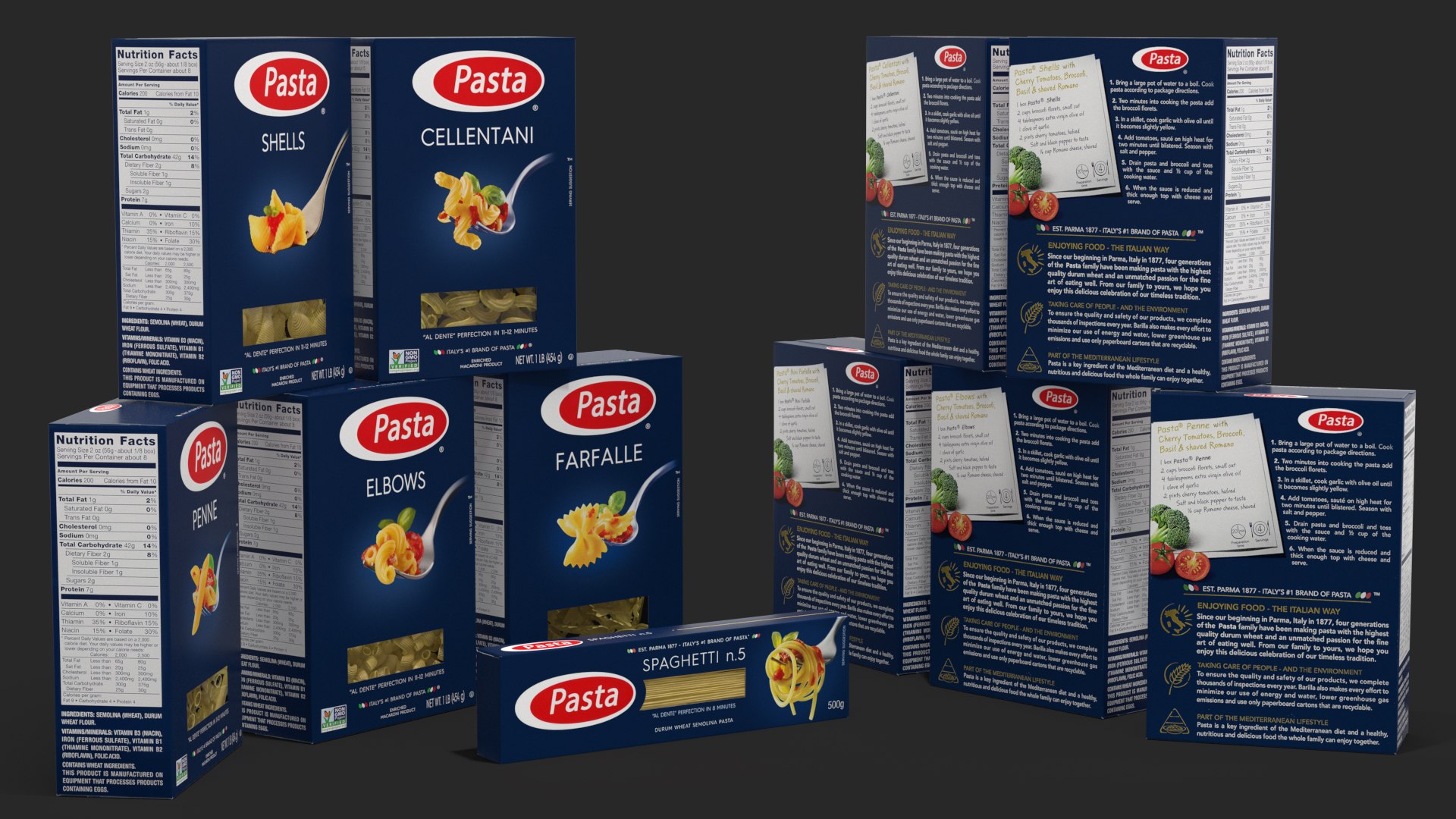 3D dry pasta boxes set - TurboSquid 1513425