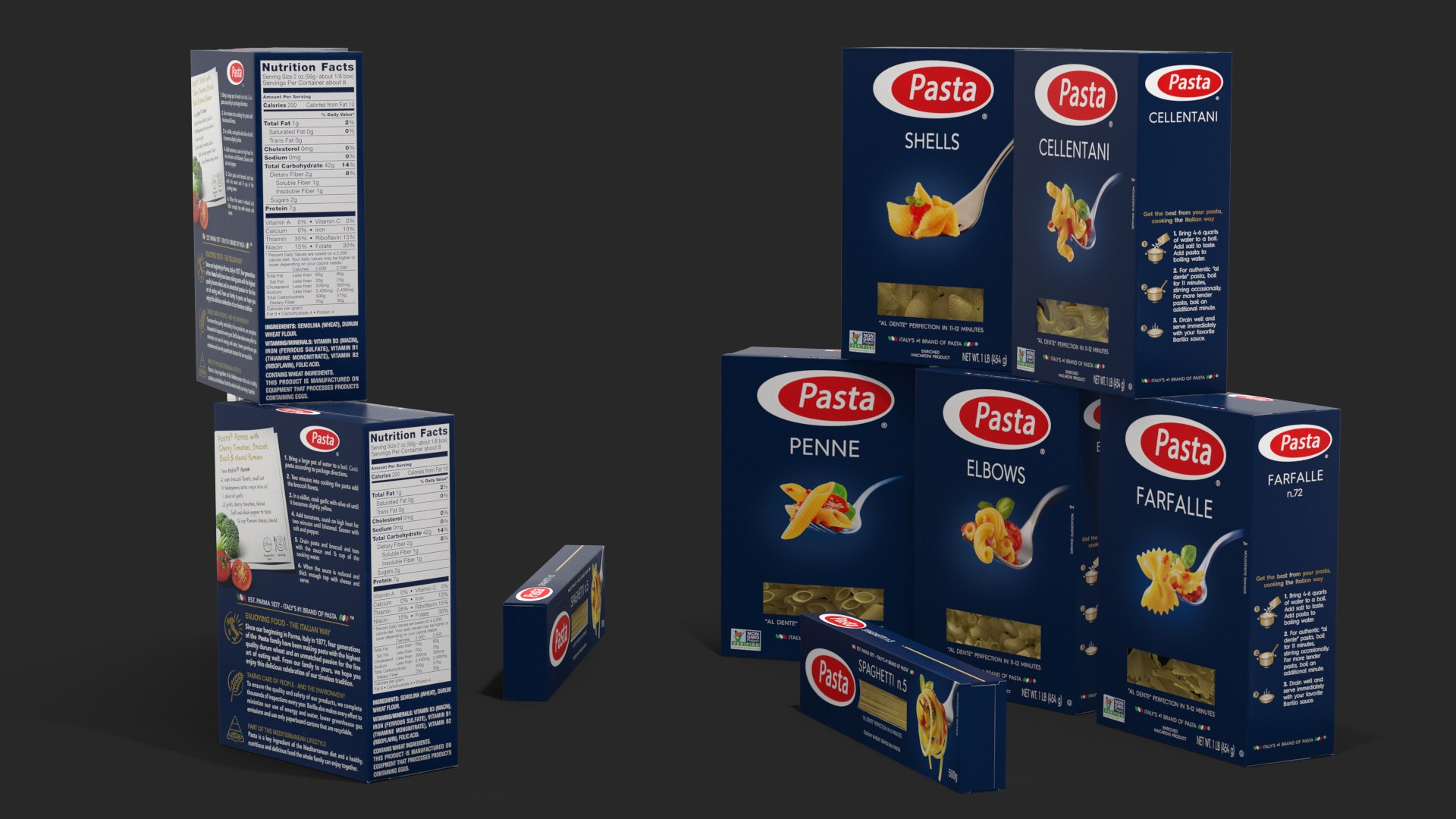 3D dry pasta boxes set - TurboSquid 1513425