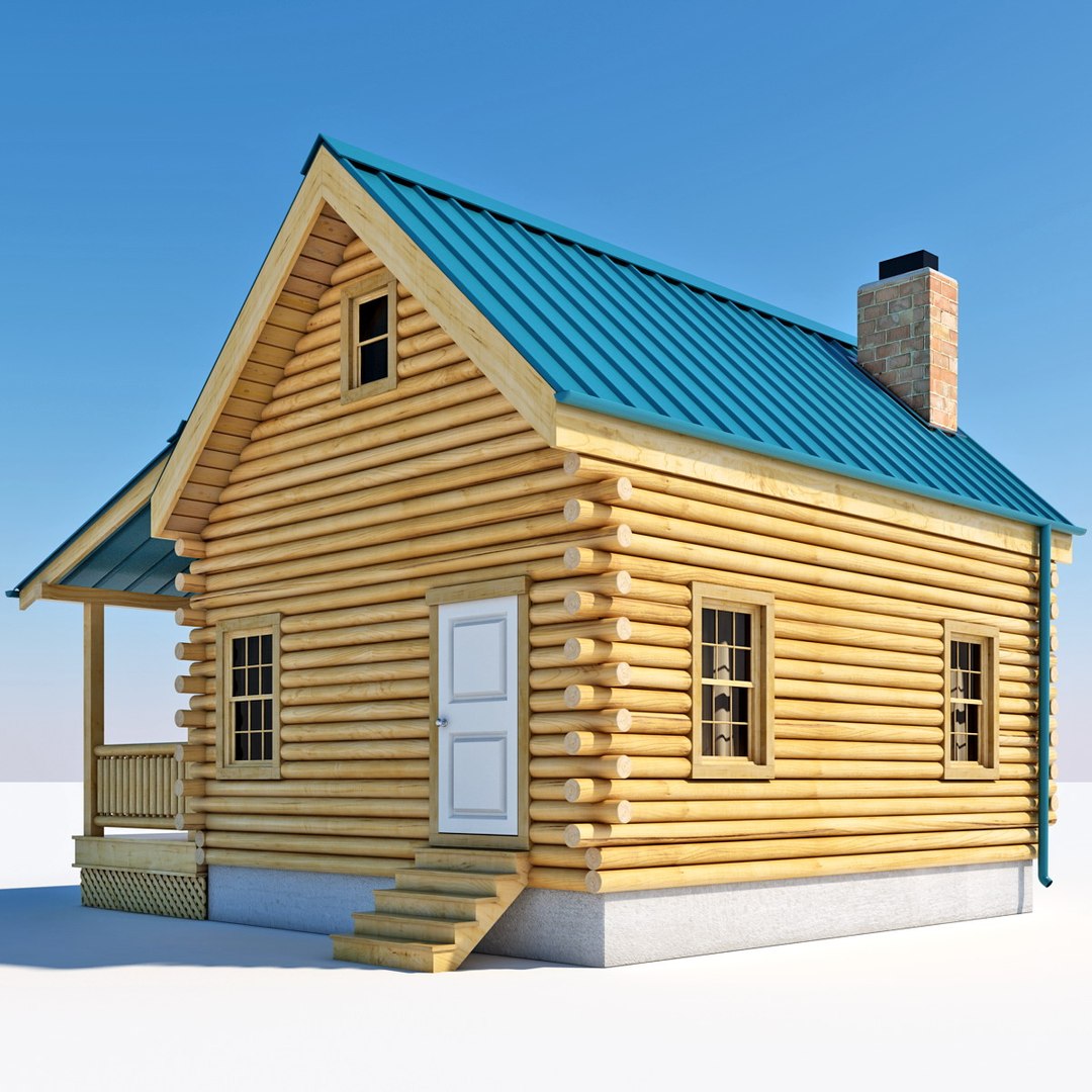 3d log cabin house