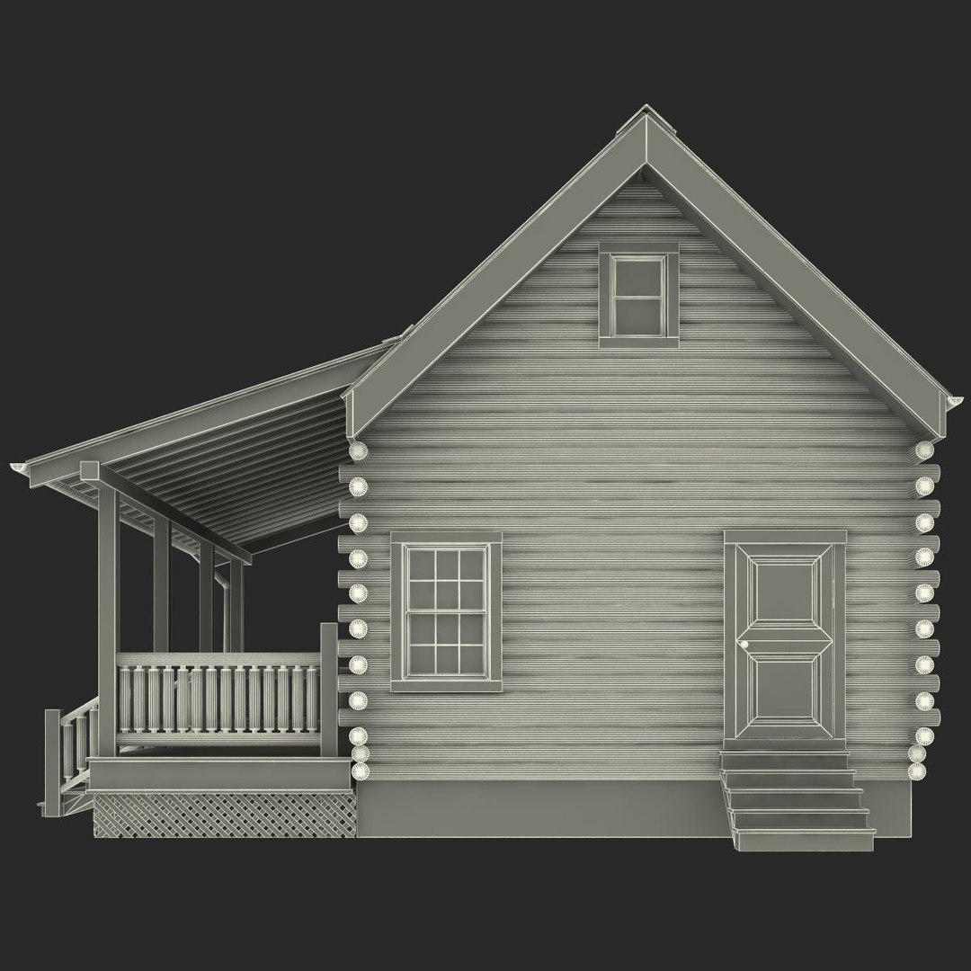 3d log cabin house