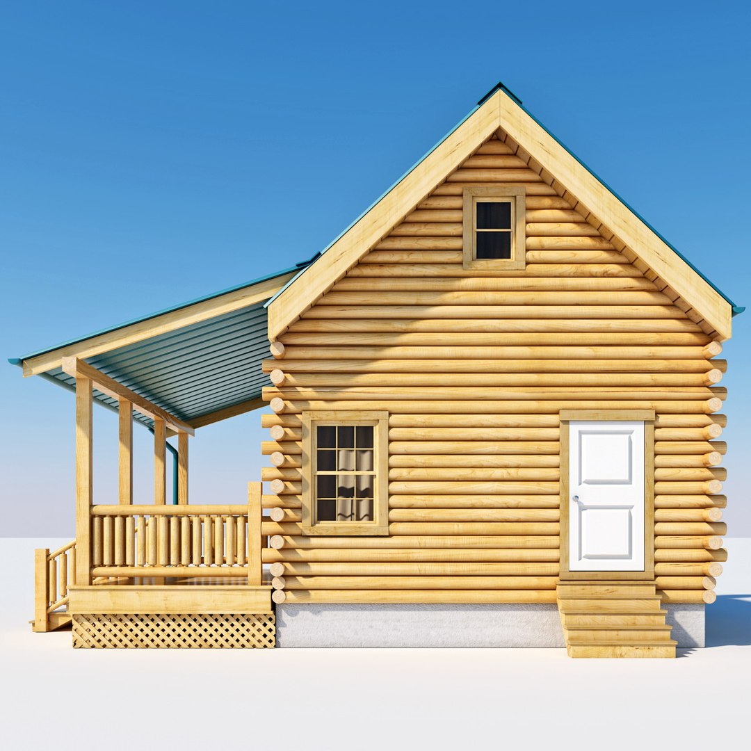 3d log cabin house