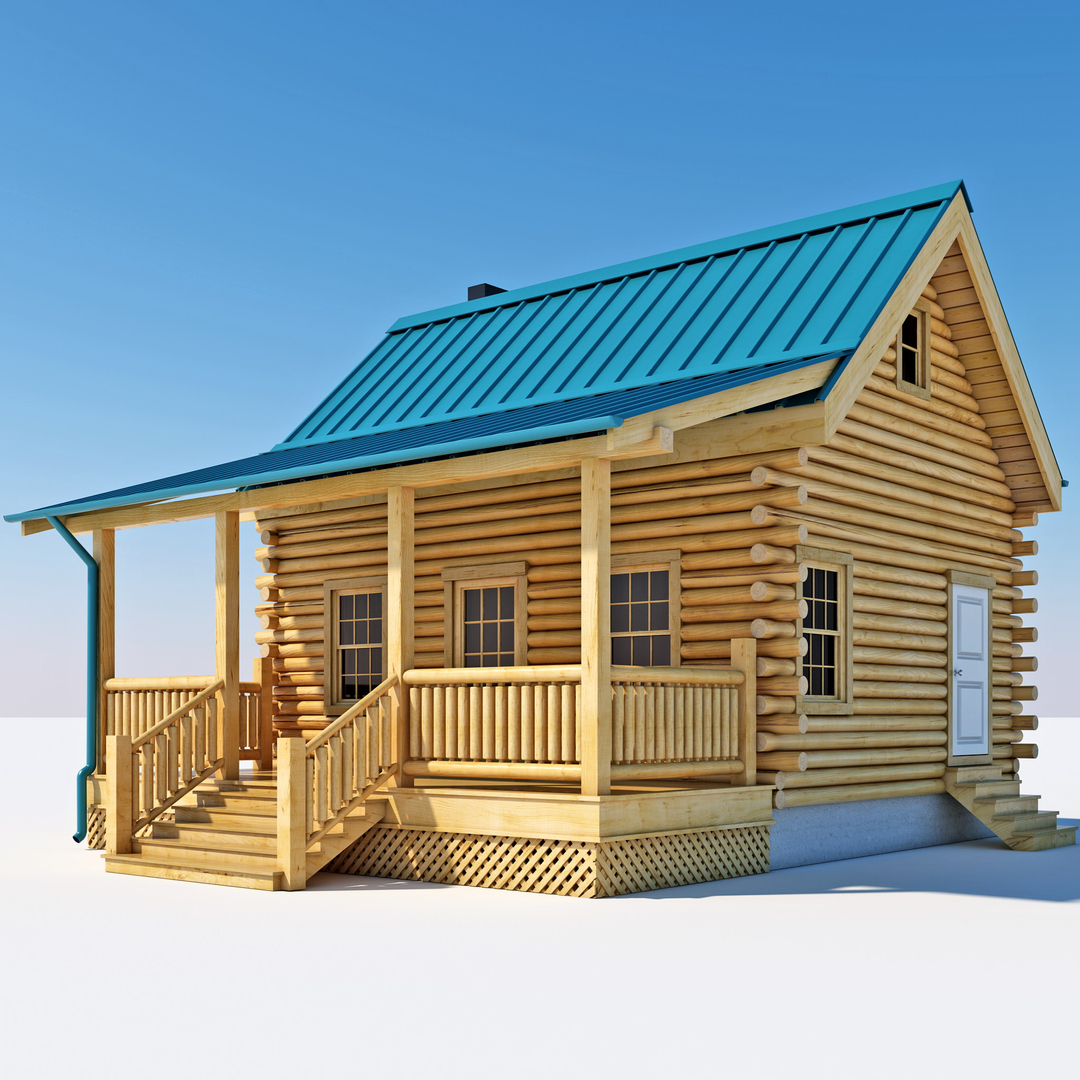 3d log cabin house