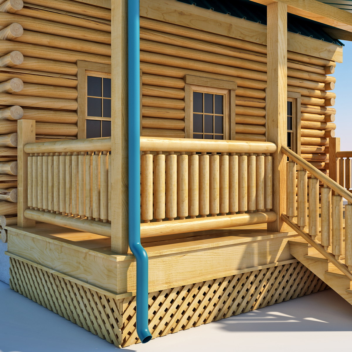 3d log cabin house