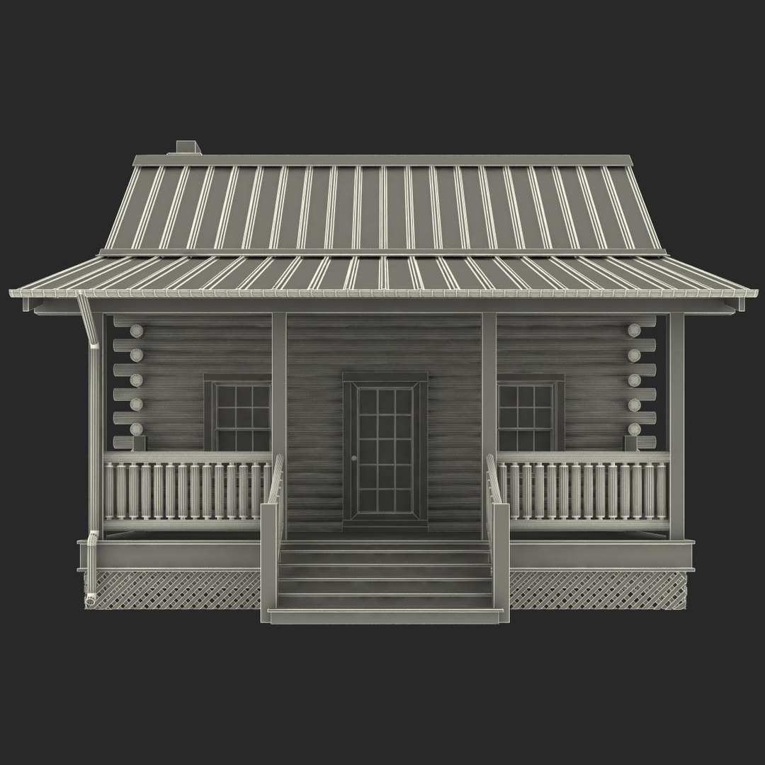 3d log cabin house