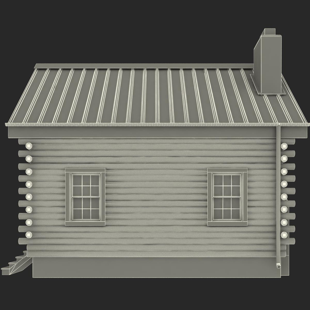 3d log cabin house