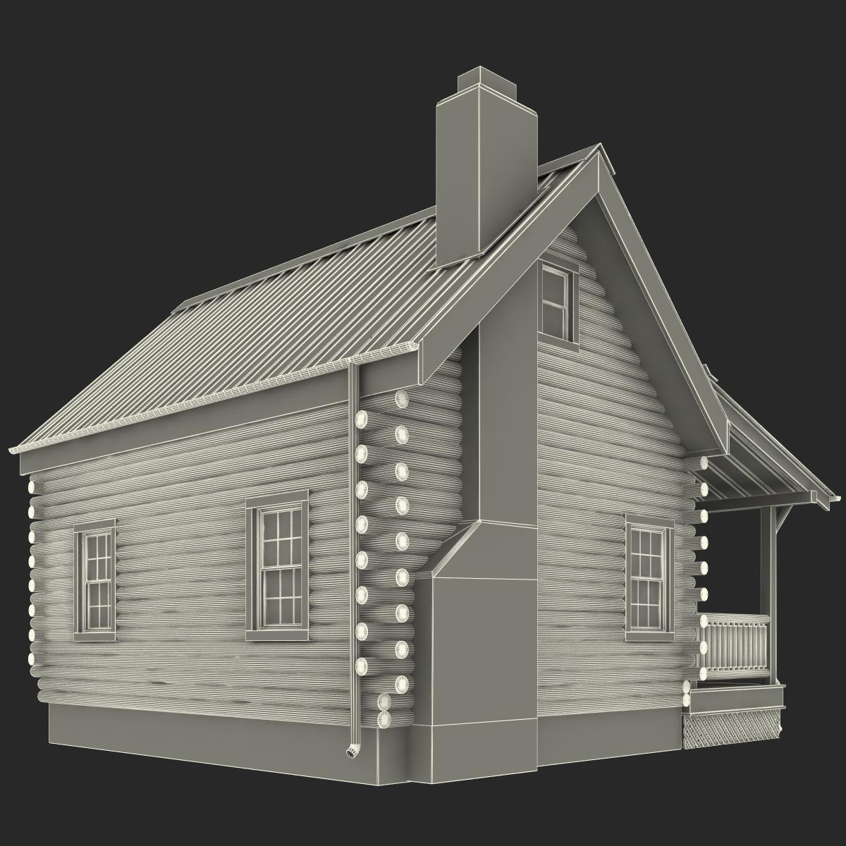 3d log cabin house