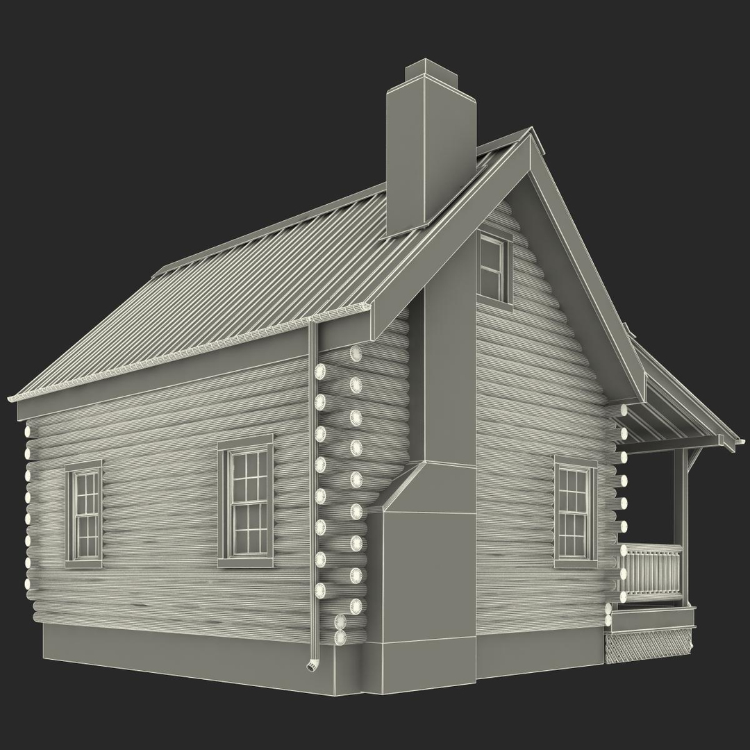 3d log cabin house