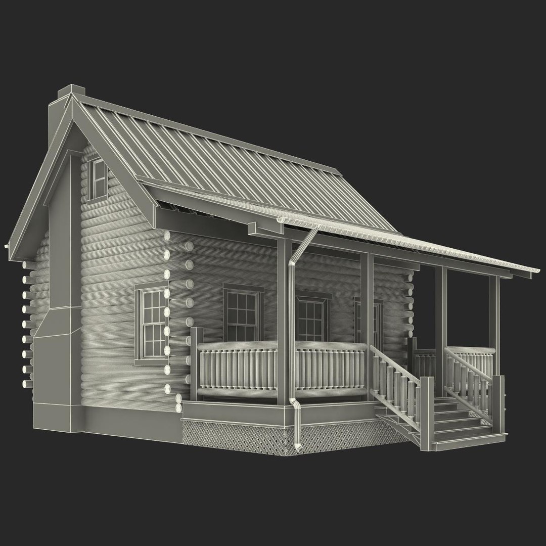 3d log cabin house