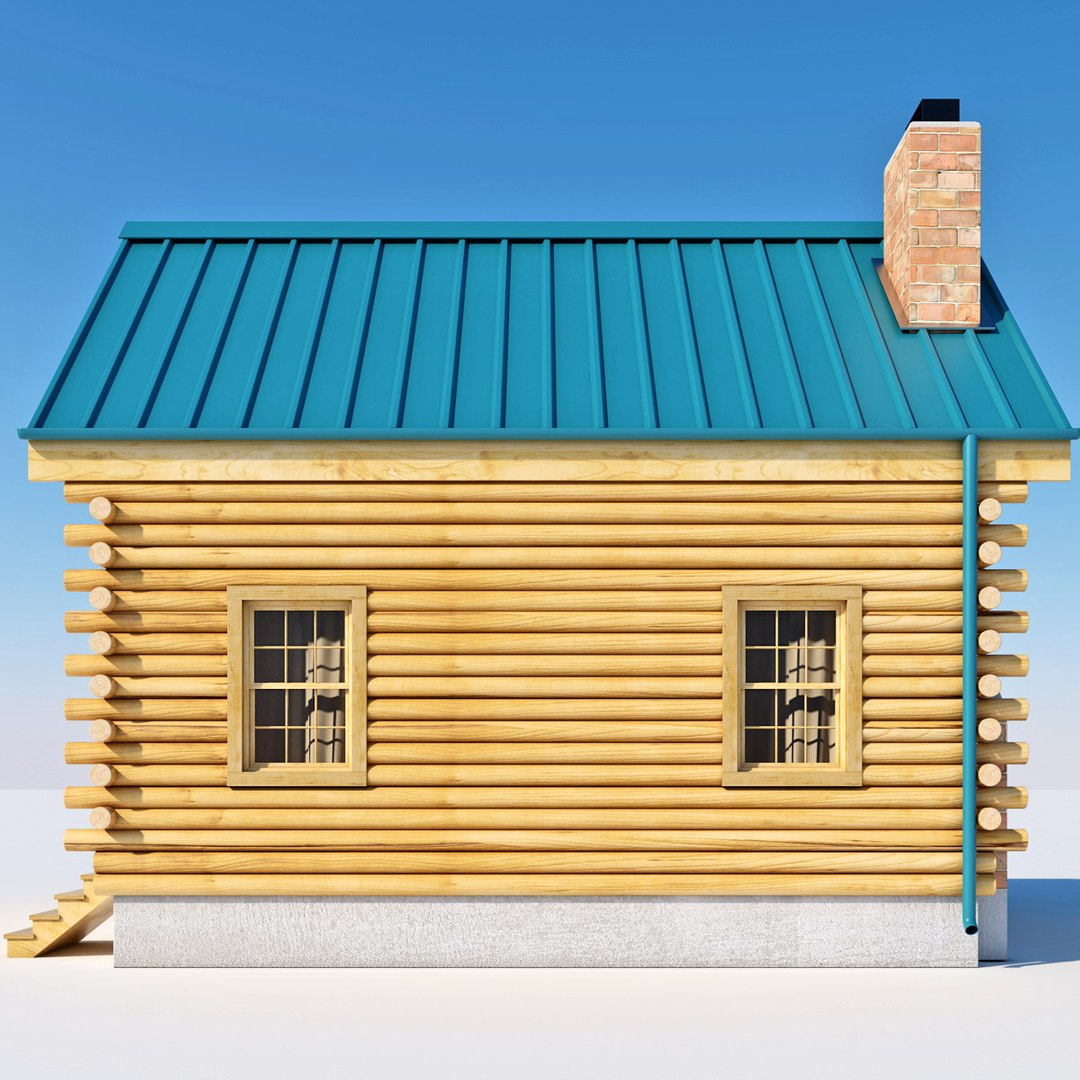 3d log cabin house