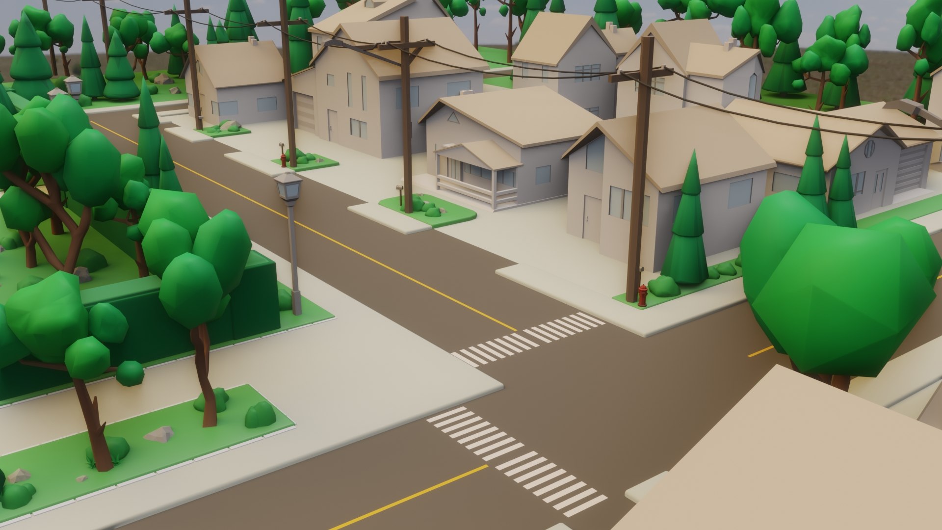 Low Poly Cartoon Pack Of FlatTown 3D Model - TurboSquid 1791771