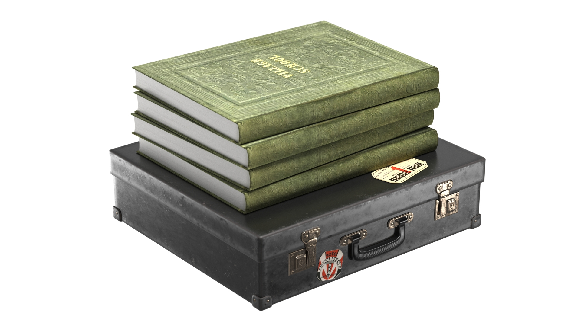 Realistic Suitcase Books 3D Model - TurboSquid 1495979