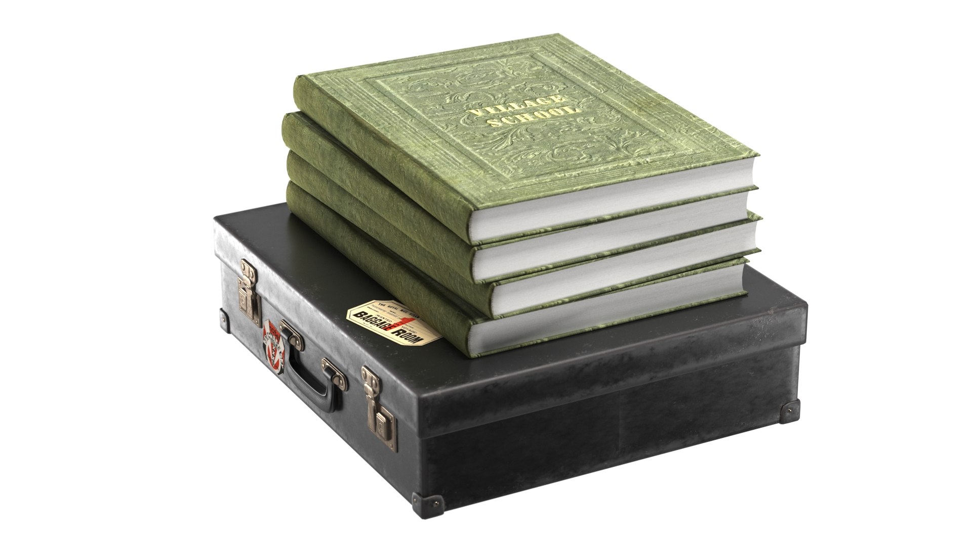 Realistic Suitcase Books 3D Model - TurboSquid 1495979