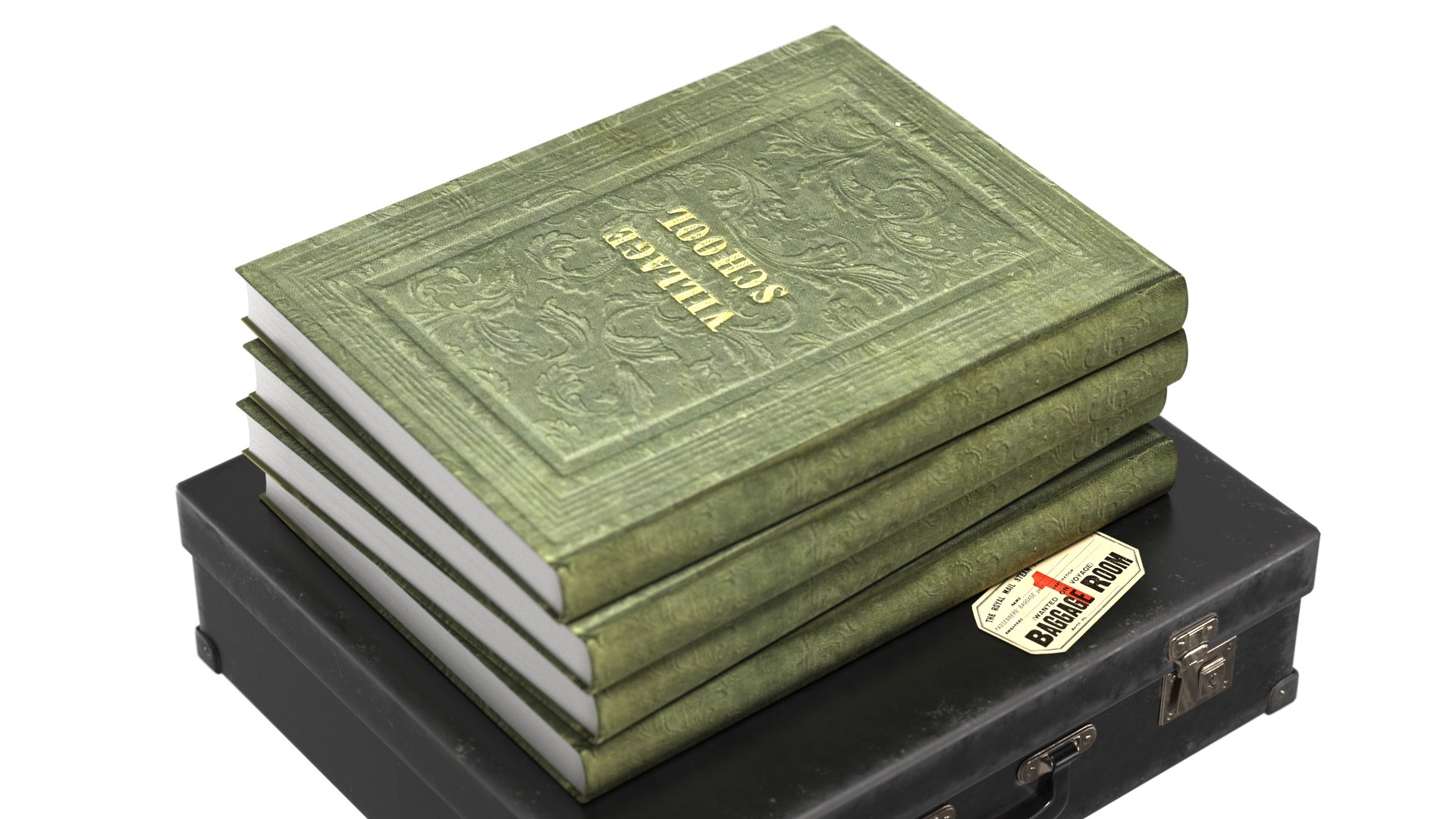 Realistic Suitcase Books 3D Model - TurboSquid 1495979