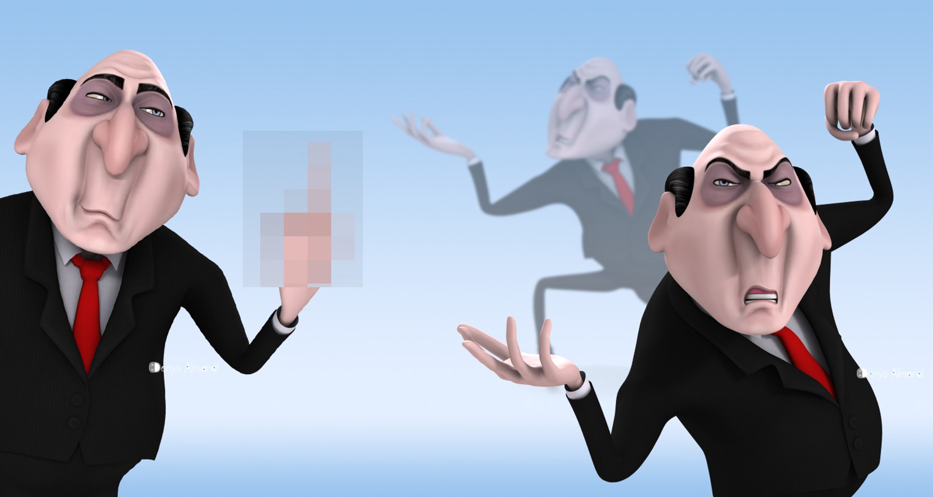 Rigged Cartoon Evil Businessman 3d Max