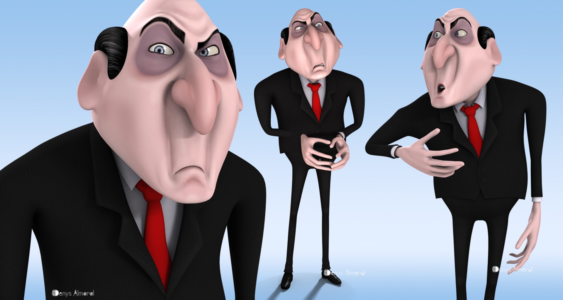 Rigged Cartoon Evil Businessman 3d Max