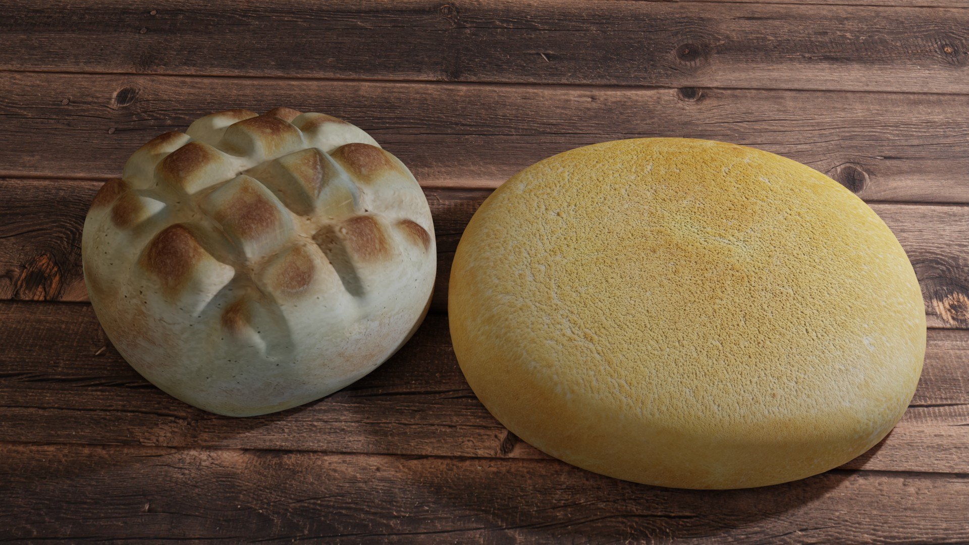 Italian turtle bread and focaccia bread 3D model - TurboSquid 2074267
