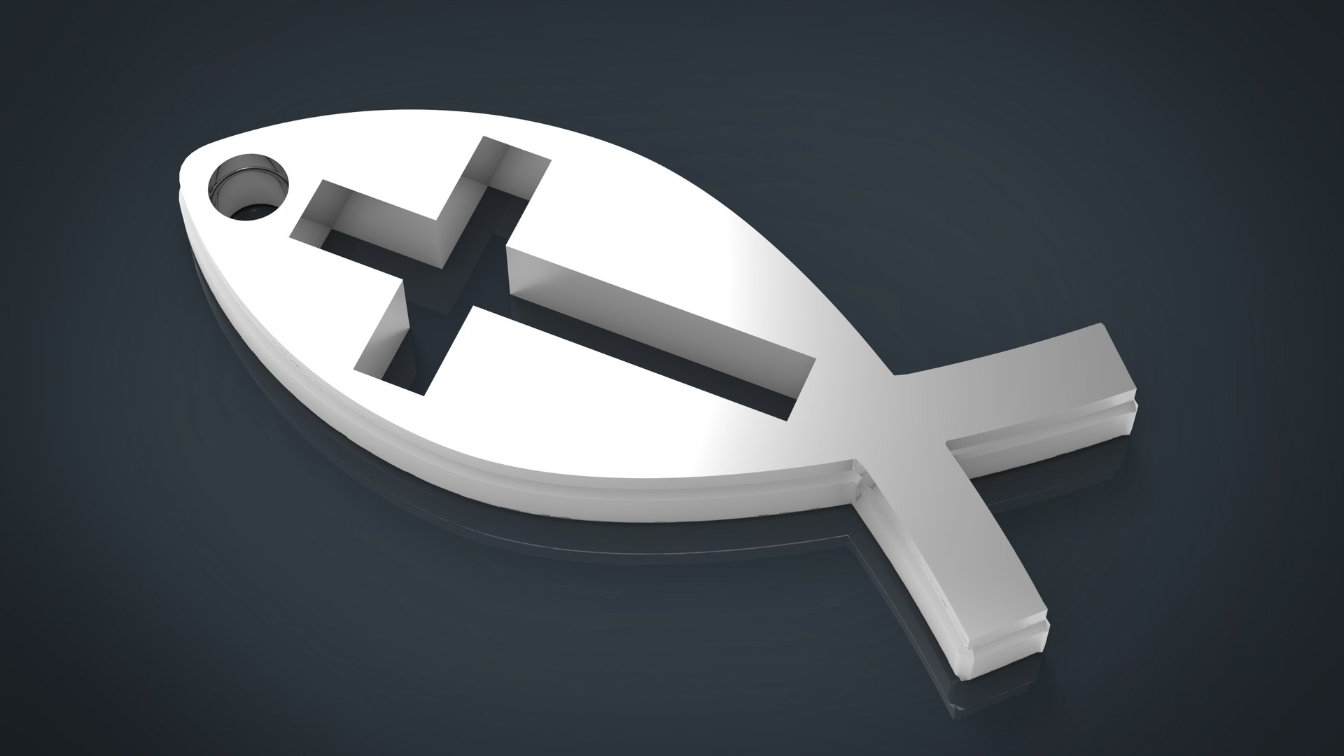 3D ichthus fish cross version - TurboSquid 1408660