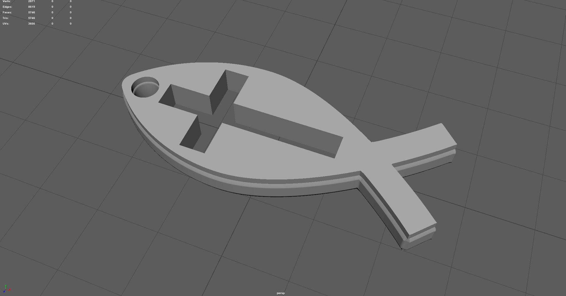 3D ichthus fish cross version - TurboSquid 1408660