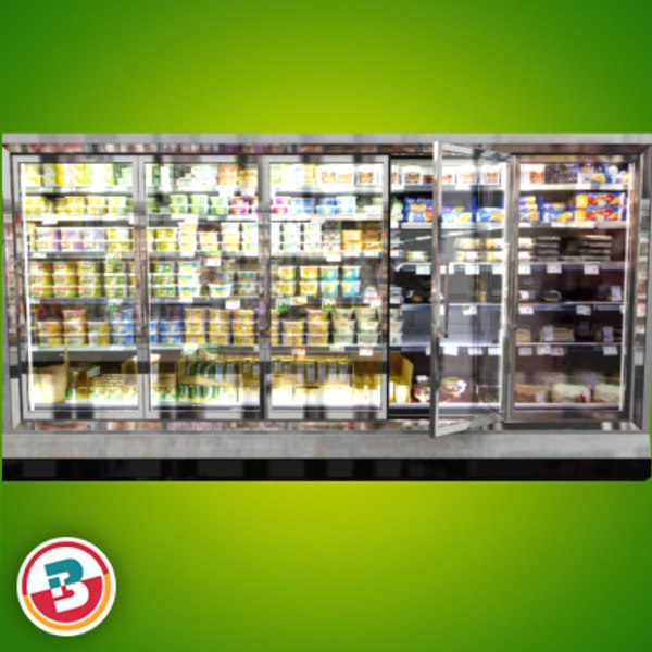 3d grocery store wall freezers model