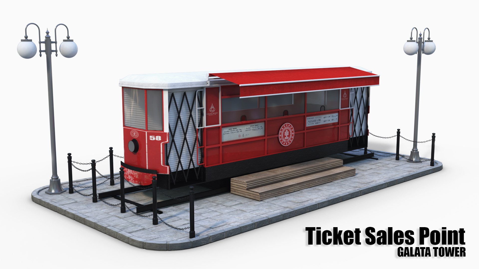 modelo 3d Punto de venta de entradas Galata Kulesi Estambul ...