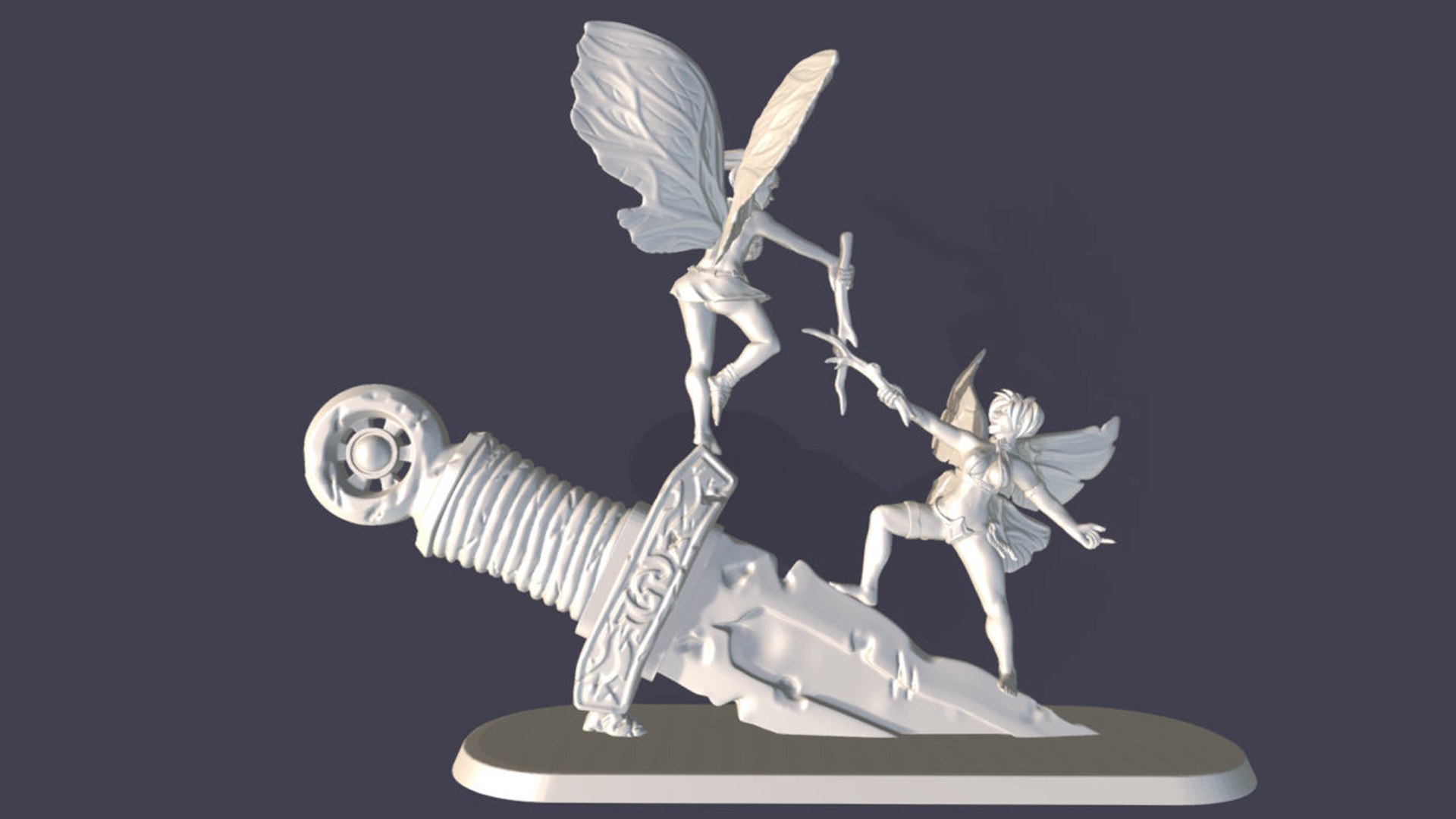 3D fairy fighting relief model - TurboSquid 2007035
